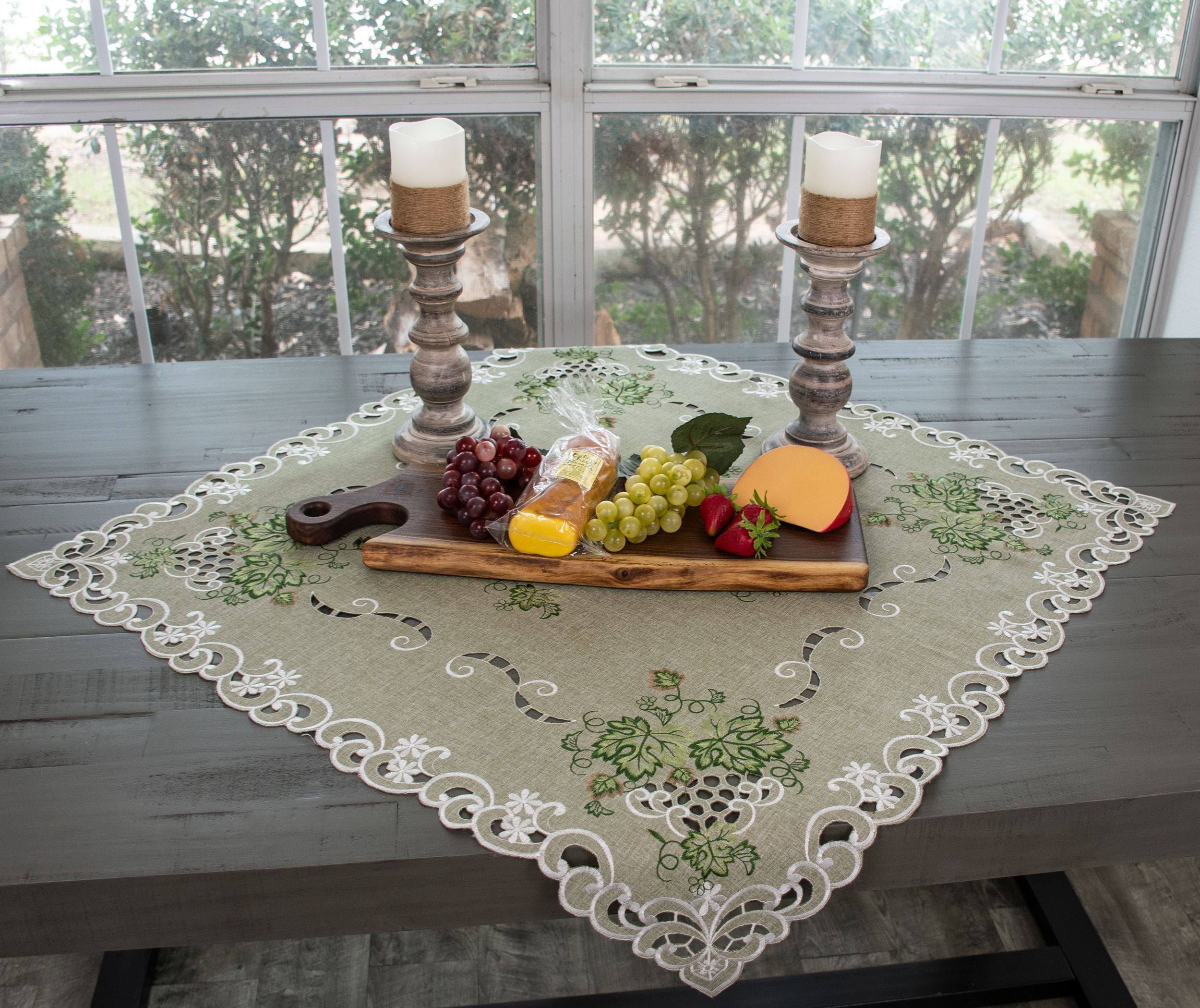 Antique Green Leaf on Sage Green Square Doily (23" Square) - Walmart.com