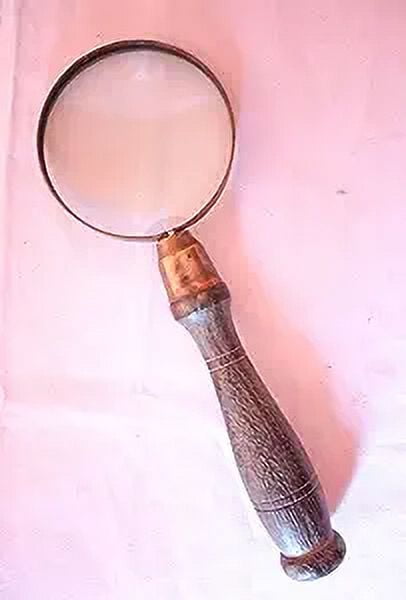 Antique Handheld Magnifier with 3 inch Premium Brass Framed Magnifying ...