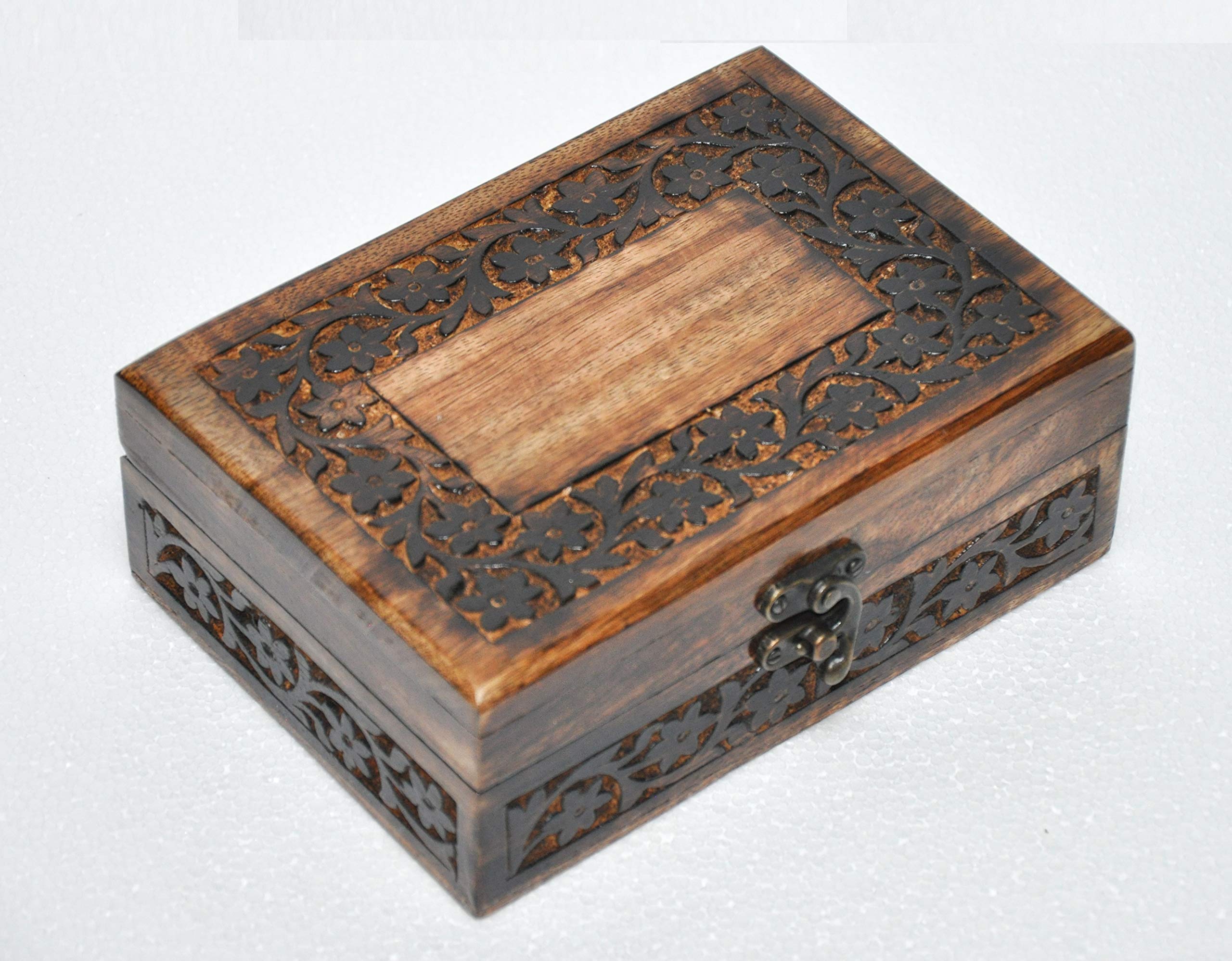 Antique Handmade Wooden Engraving Hand Carved Jewellery Box for Women ...