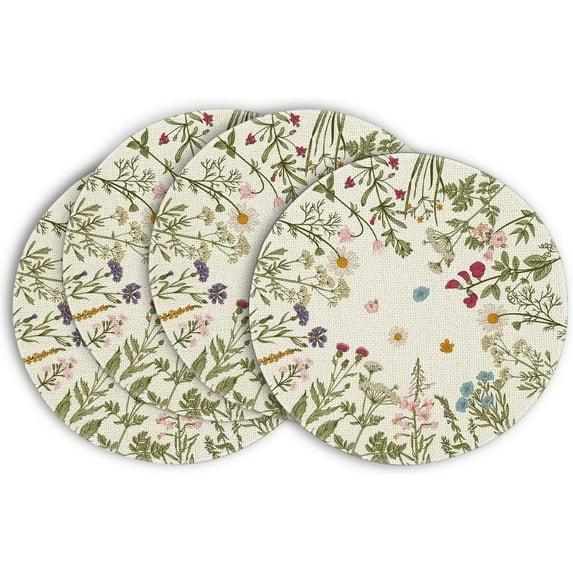 Antique Herbs Wild Flowers Spring Placemats Set of 4, 14 Inch Summer ...