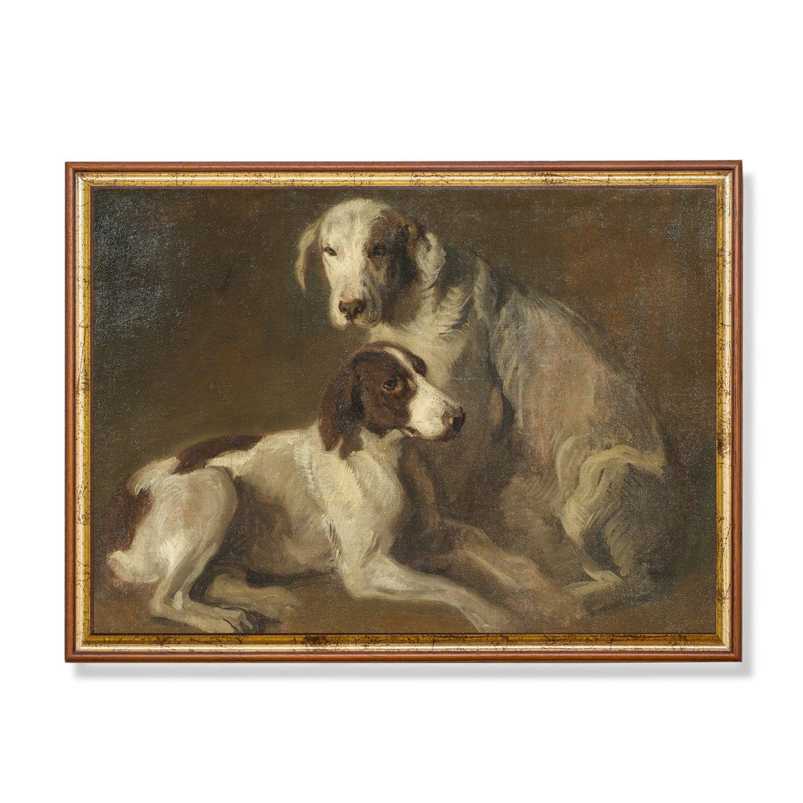 Antique Hunting Dog Portrait: Rustic Old Masters Style, Unframed Canvas ...