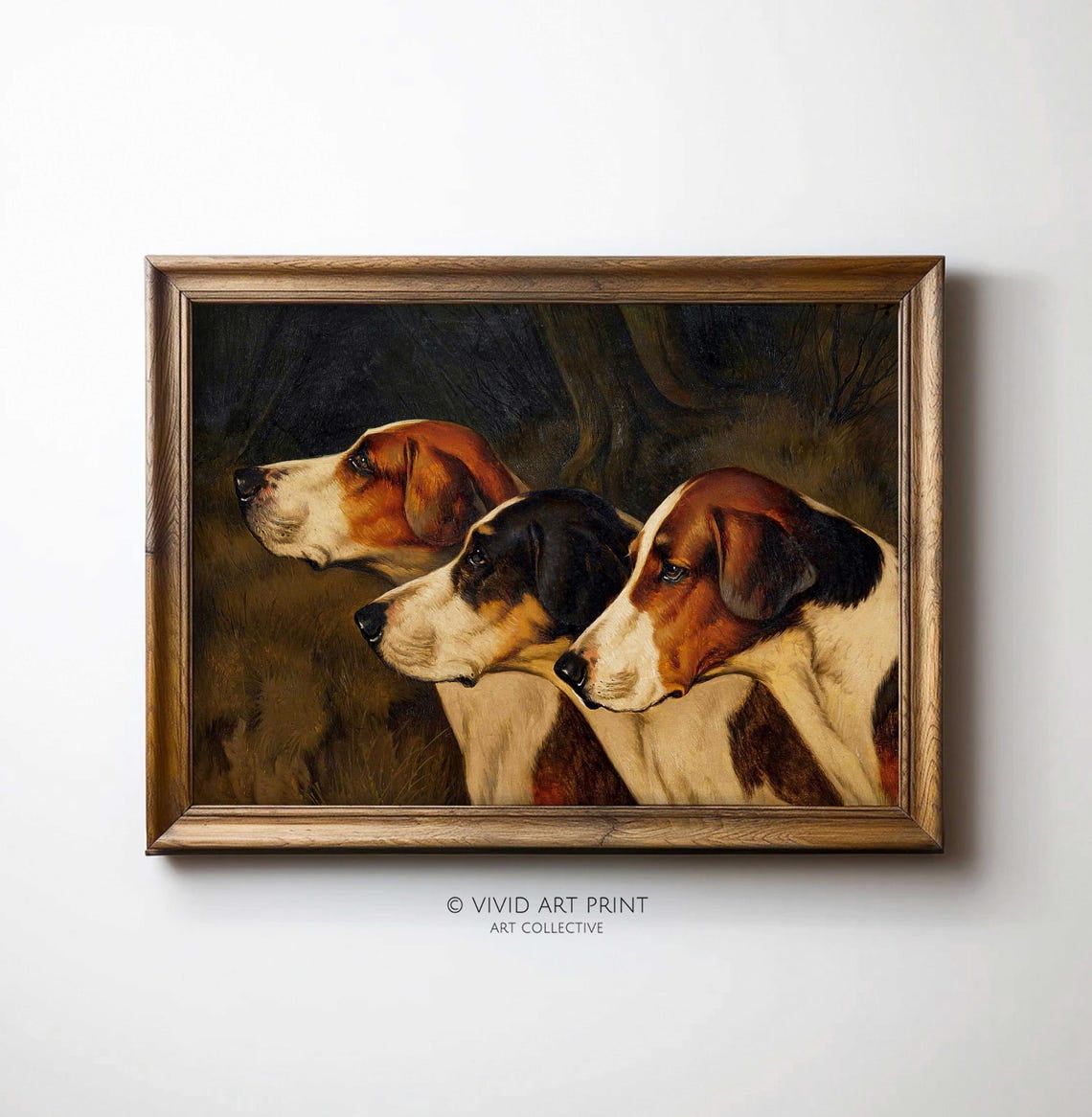 Antique Hunting Dogs Wall Art, Vintage Animal Rustic Farmhouse Home ...