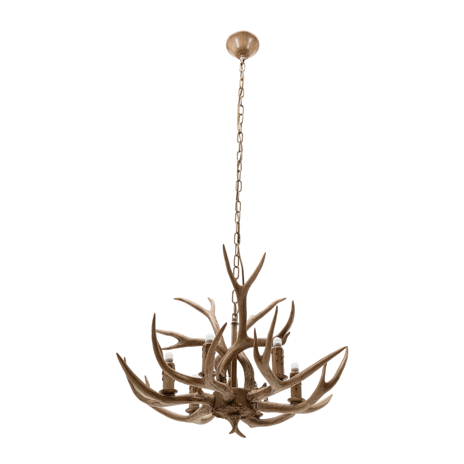 Antique 6-Light Resin Deer Horn Antler Pendant Light Chandelier Ceiling ...