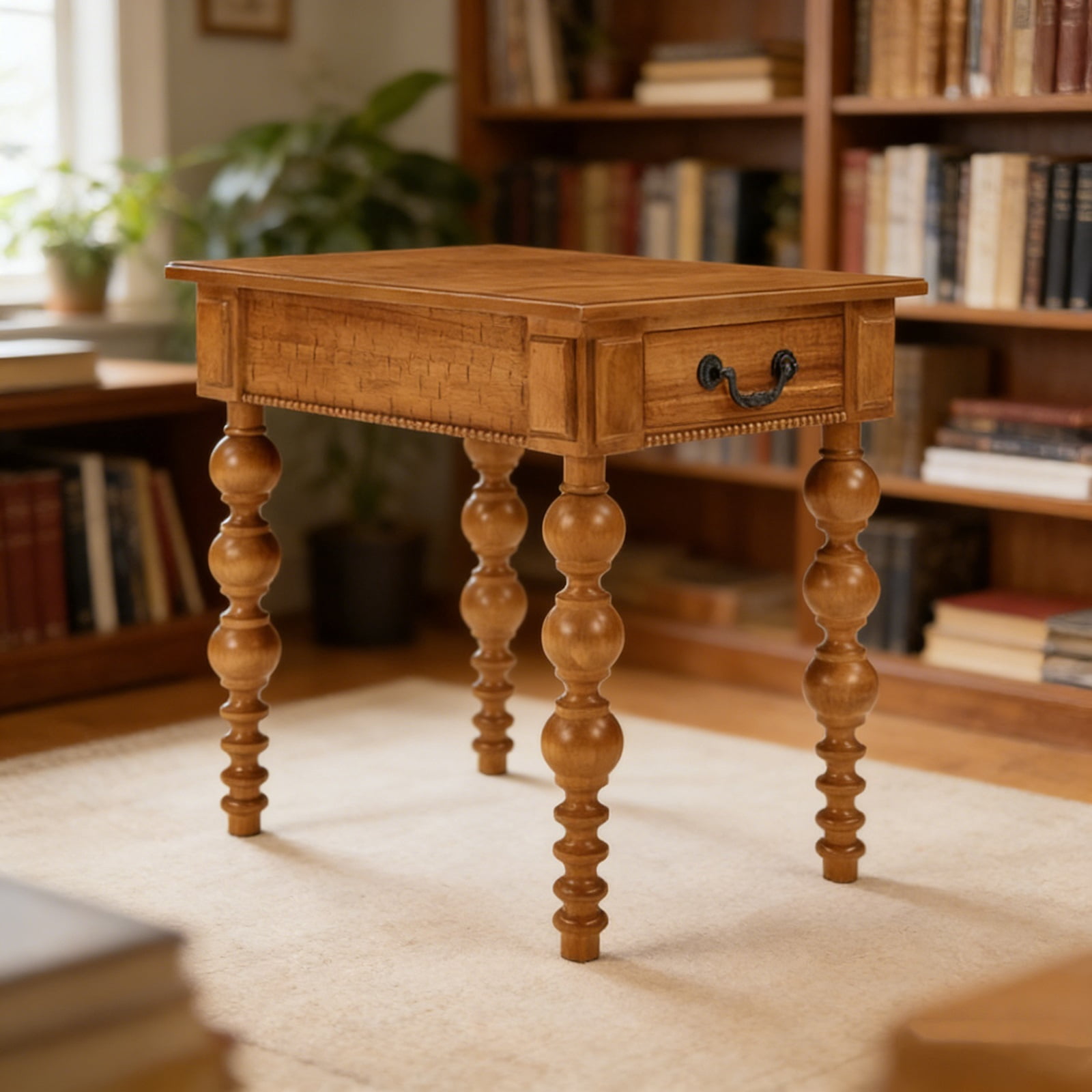 Antique-Inspired Espresso Rectangular Side Table Elegant Small End ...