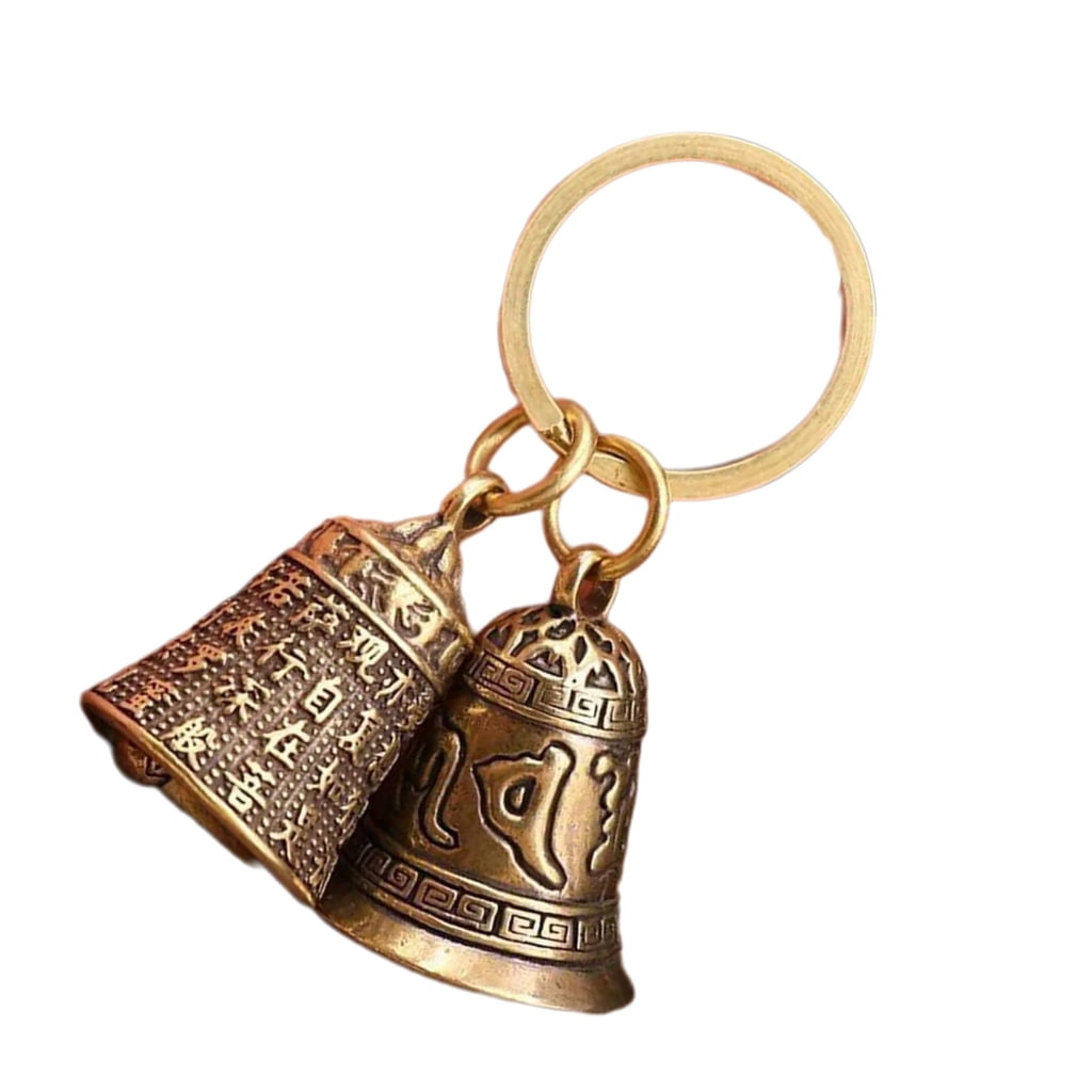 Antique Inspired Five Emperors Coin Charm Bell Keychain for Bag Wallet ...