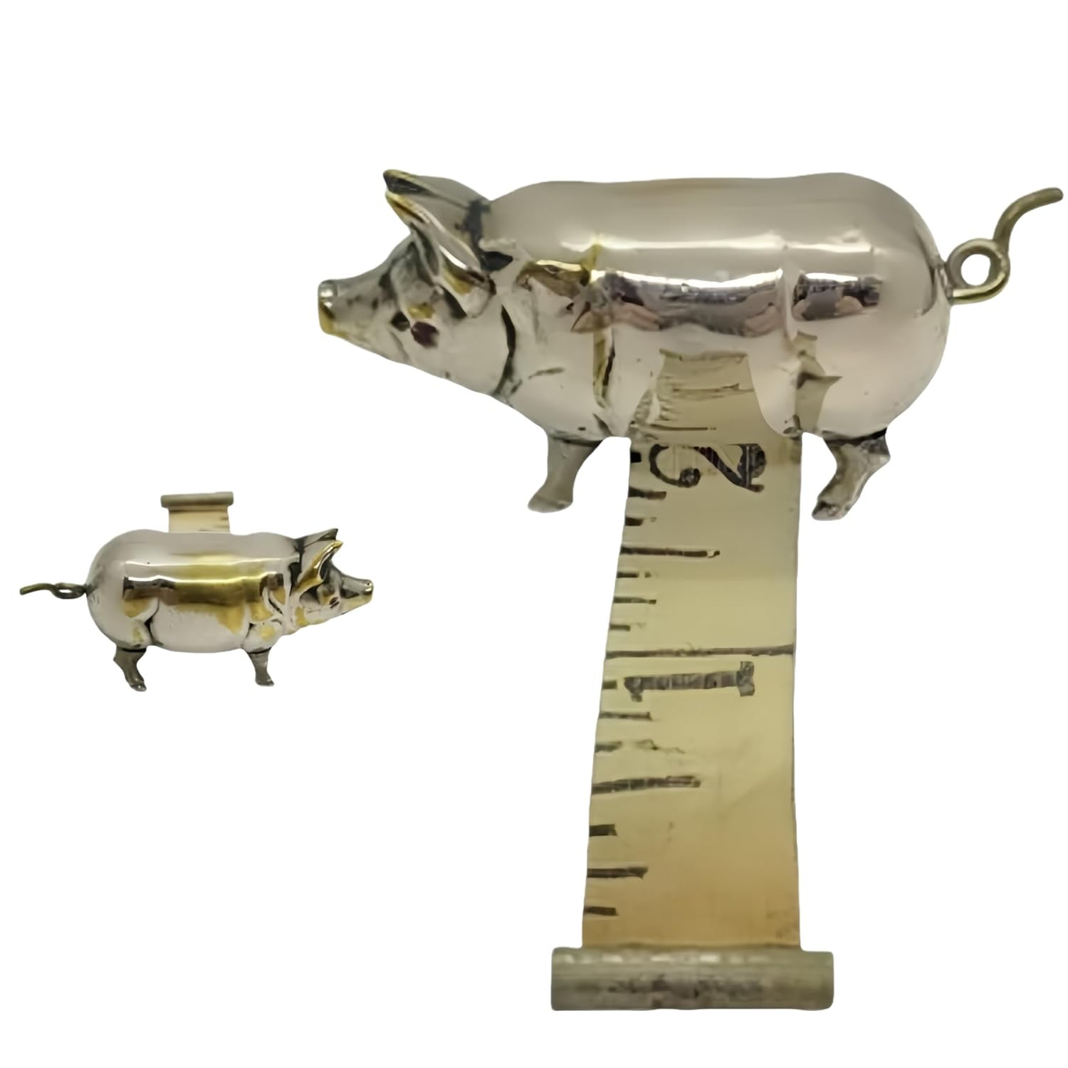 Antique-Inspired Pig Mini Tape Measure, Vintage Metal Pig Retractable ...