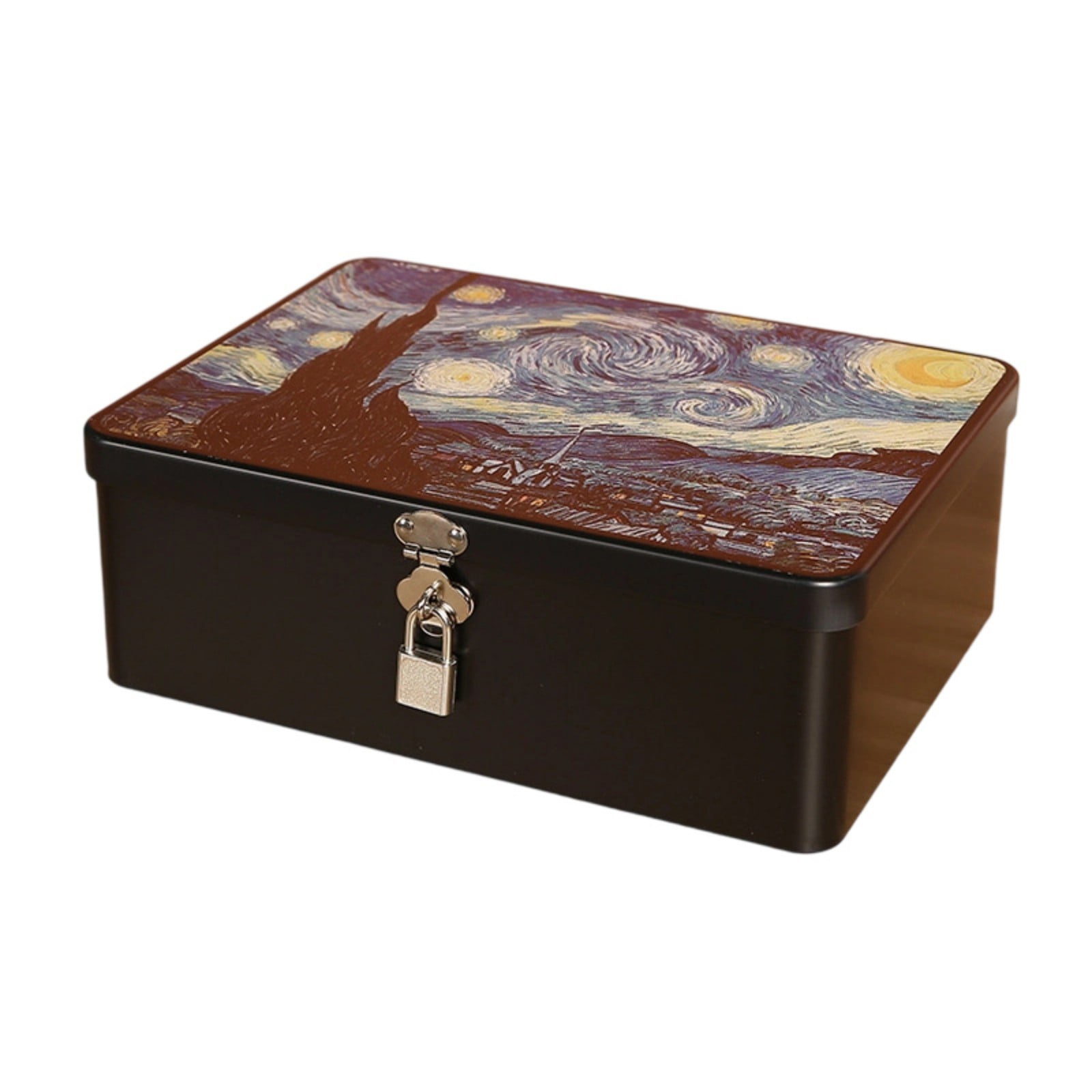 Antique Inspires Locking Tin Storage Box Metal Container For Valuables ...