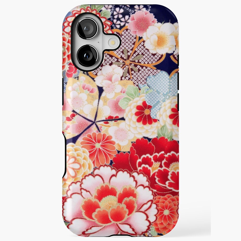Antique Japanese Kimono Floral Compatible Phone Case for iPhone 11-17 ...