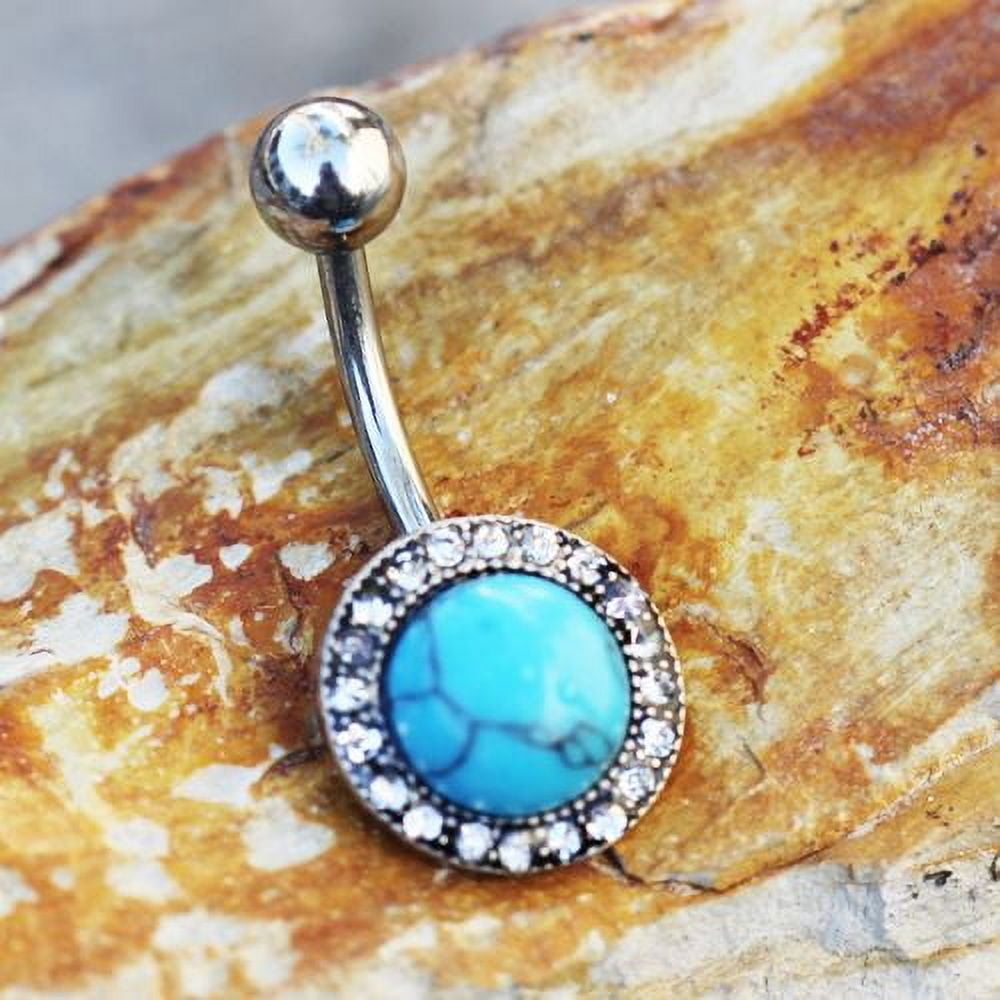 Antique Jeweled Turquoise Navel Ring - Walmart.com