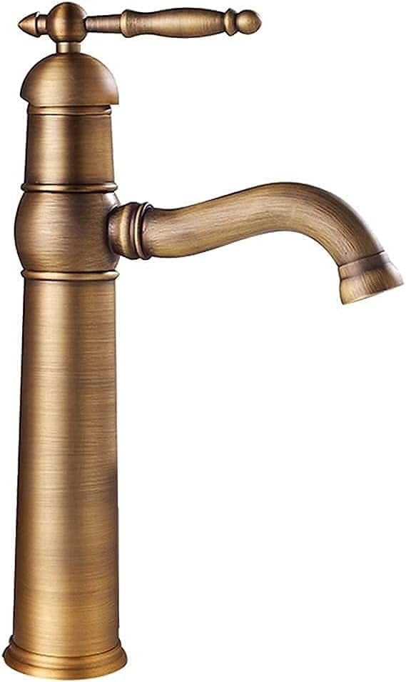 Antique Kitchen Swivel Faucet Gold Copper Single Handle Brushed Tall ...