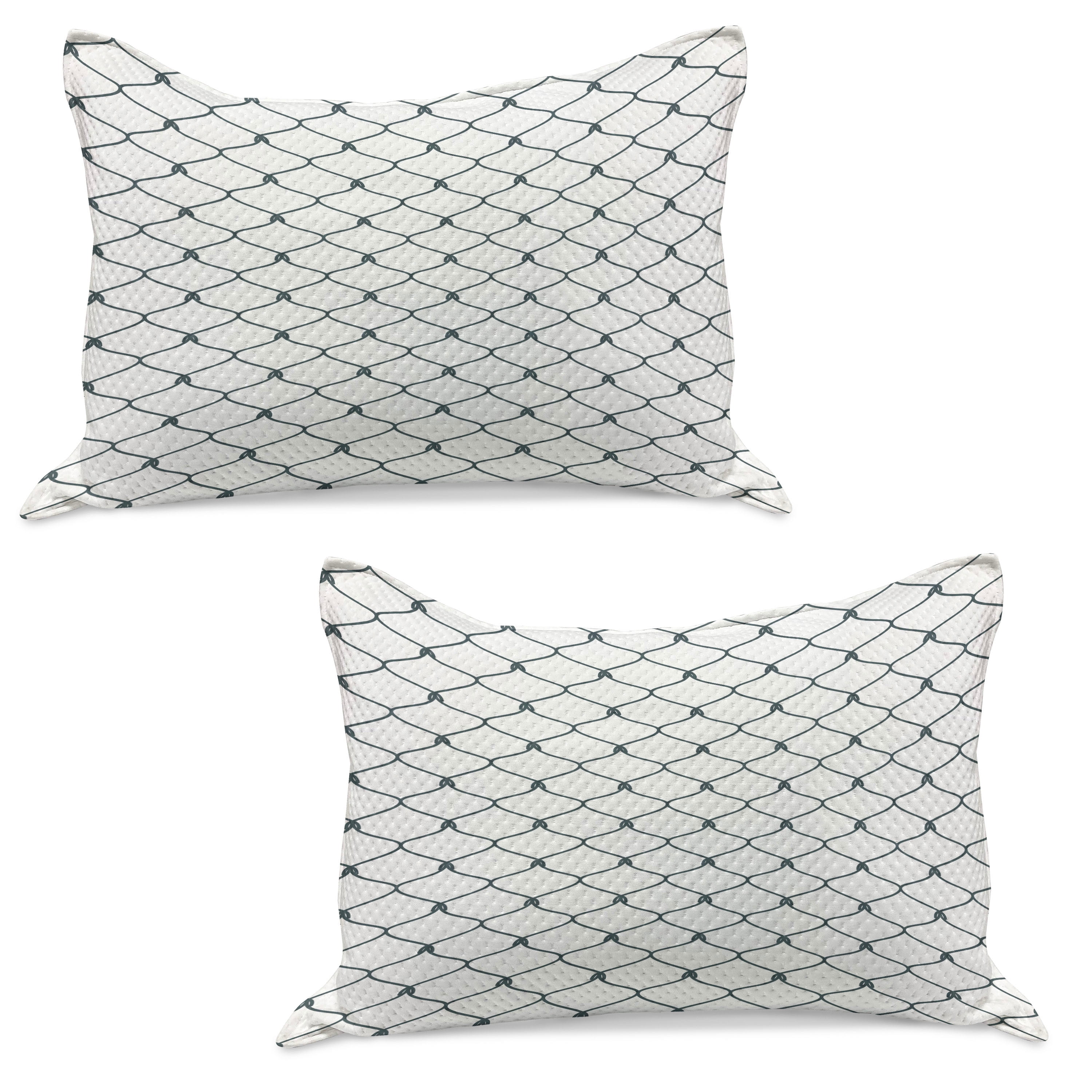 Antique Knitted Quilt Pillowcover Set of 2, Curvy Wavy Lines and Oval ...