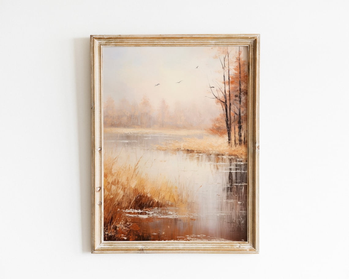 Antique Lake Vintage Poster Rustic Decor Farmhouse Wall Decor, Unframed ...