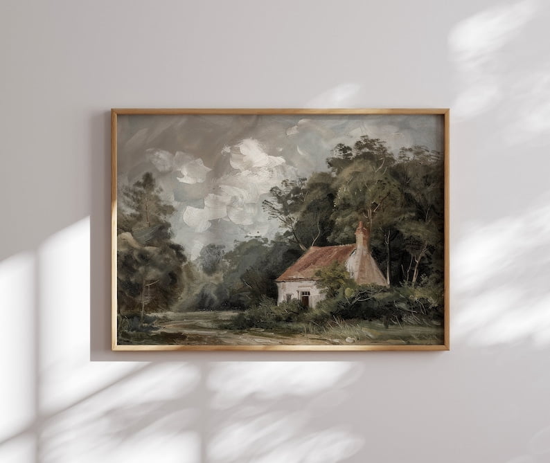 Antique Landscape Vintage Neutral Poster Rustic Home Decor Cottage ...