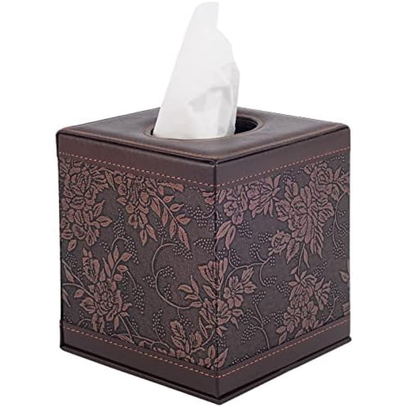 Antique Leather Square Tissue Box Cover/Holder, Table Napkin Case ...