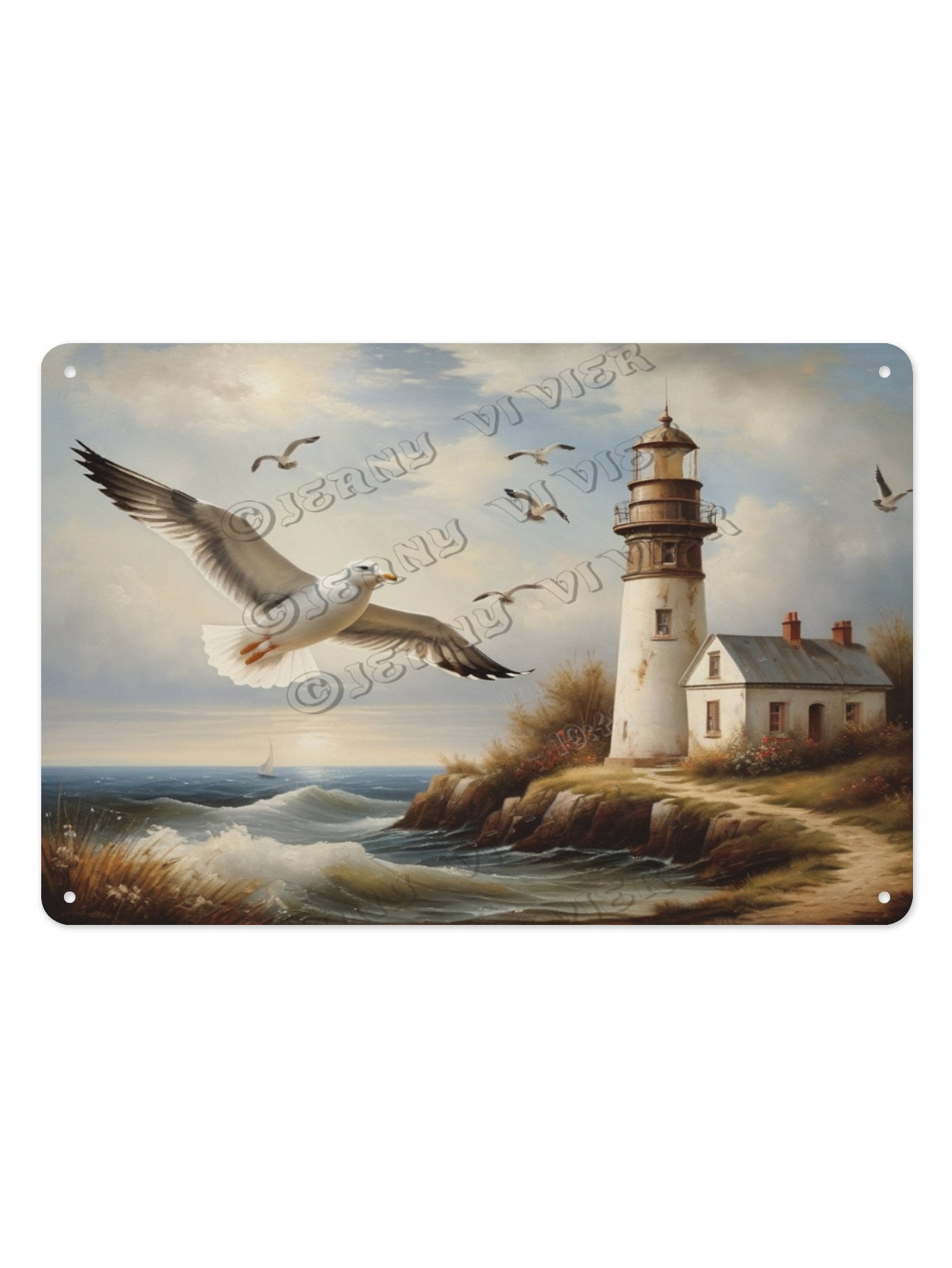 Antique Lighthouse Aluminum Metal Sign, 8 x 12 Inches, Adds Rustic ...