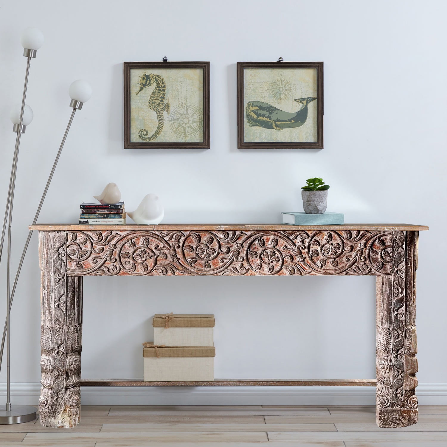 Antique Lintel And Spliced Column Rustic Console | Handcrafted Solid ...