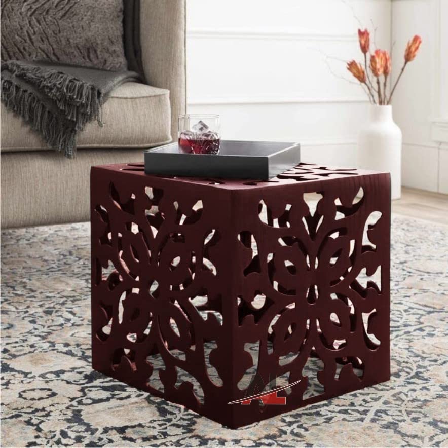 Antique Log Wooden Square Side Table End Table for Sofa Side Table for ...