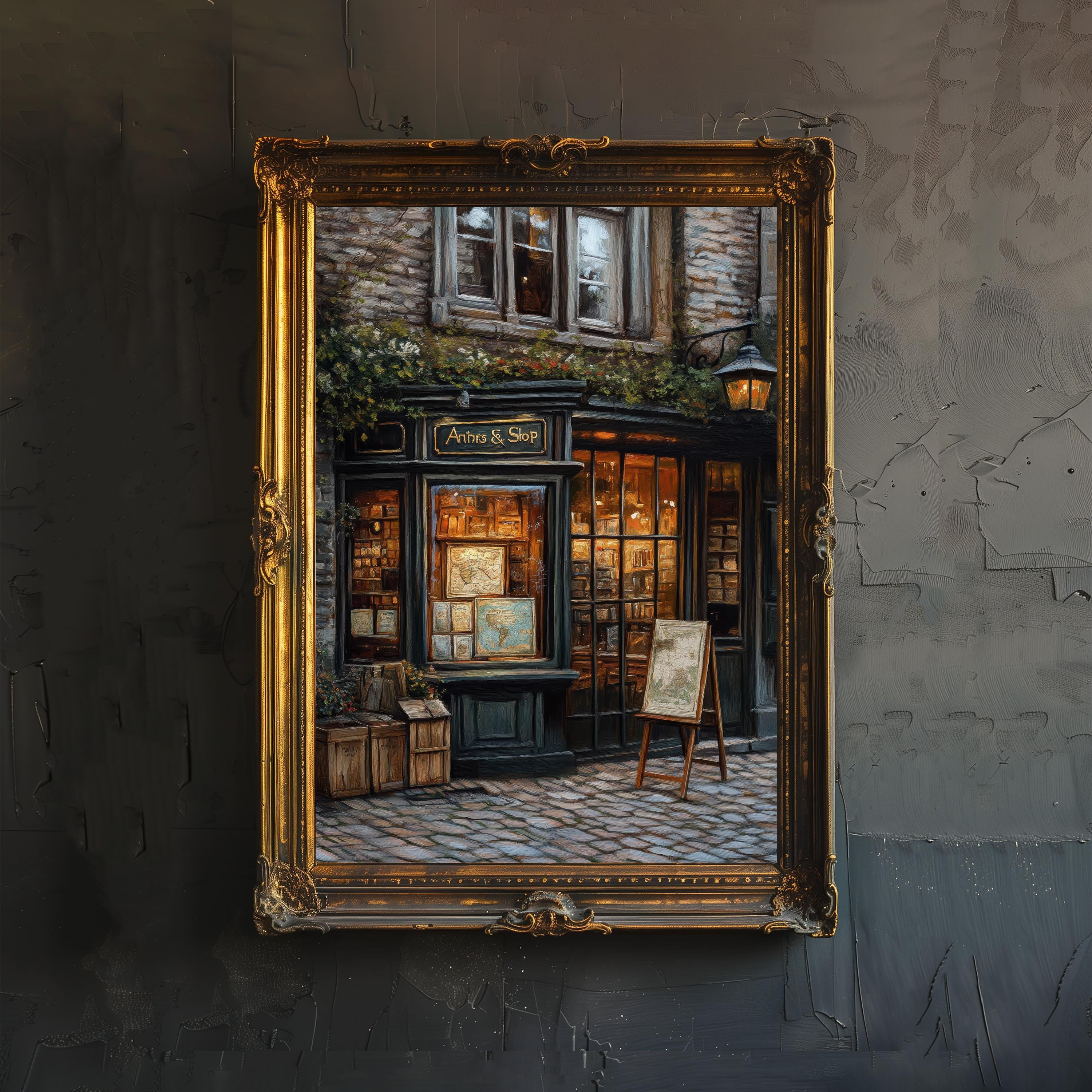 Antique Map Shop Art Print Vintage Cartography Wall Art Dark Academia ...