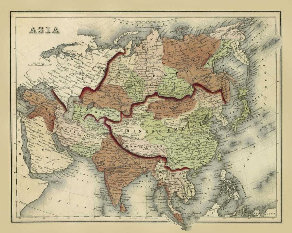 Antique Map of Asia Poster Print - Johnson (36 x 24) - Walmart.com