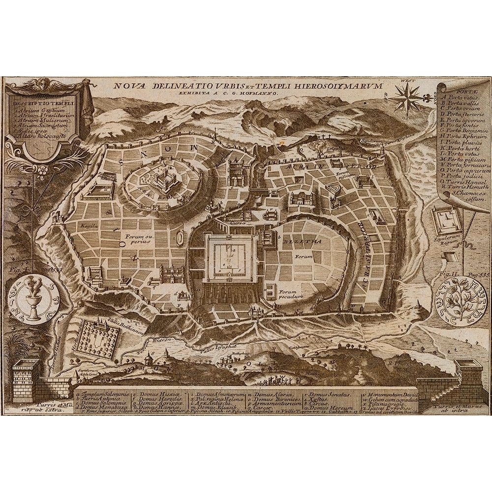 Antique Map of Jerusalem by Vintage Maps (36 x 24) - Walmart.com