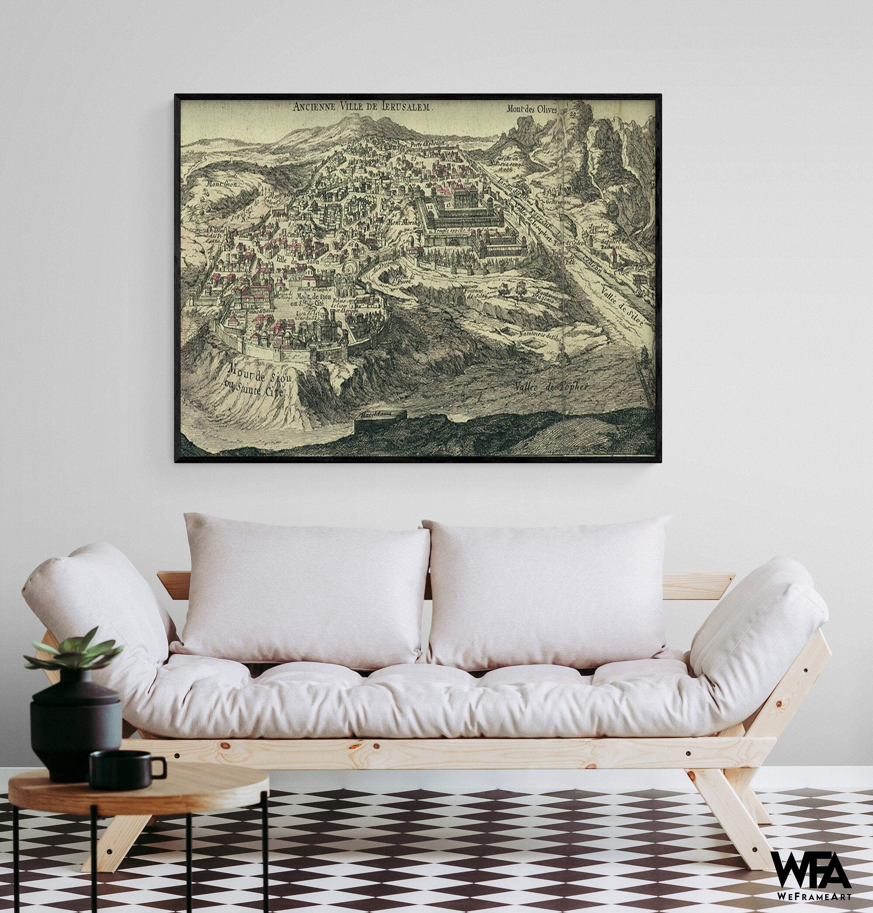 Antique Map of Jerusalem by Vintage Maps, Vintage Jerusalem Map, Old ...