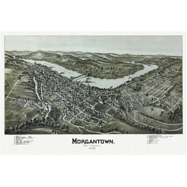 Antique Map of Morgantown West Virginia 1897 Monongalia County Poster ...