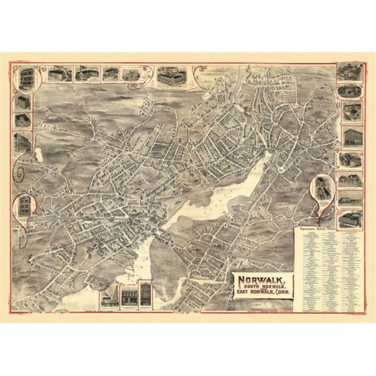 Antique Map of Norwalk Connecticut 1899 Fairfield County Poster Print ...