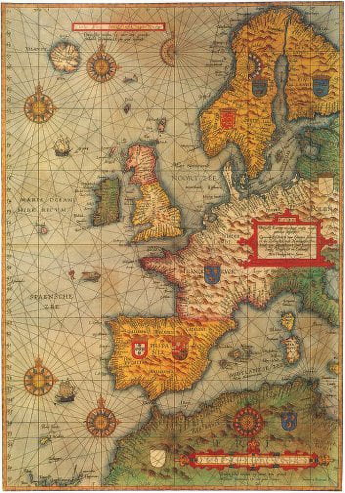 Antique Maps Poster #7 27Inx40In for any room 27x40 Multi-Color Square ...