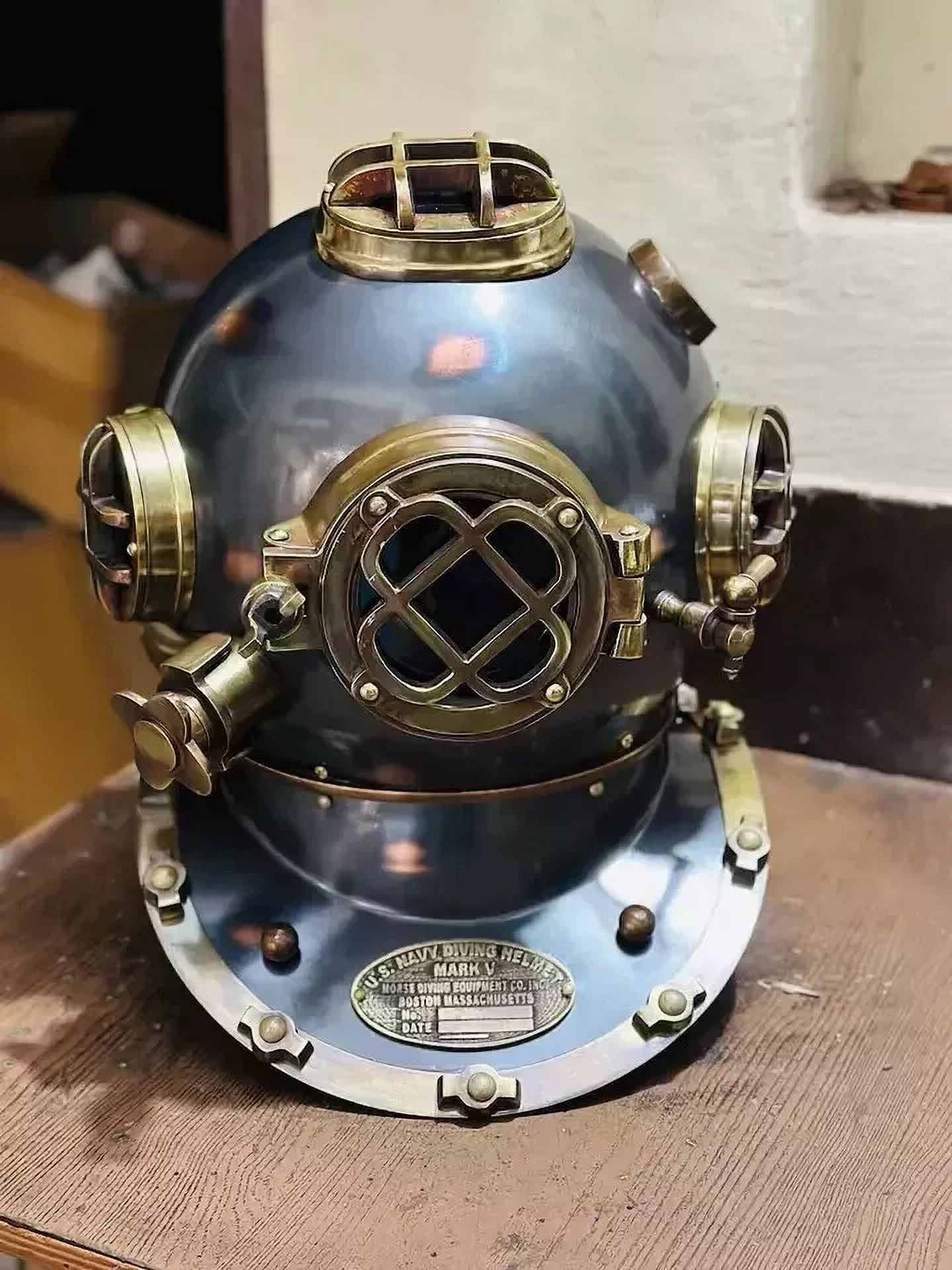 Retro Handicraft Vintage US Navy Sea Deep Scuba Divers Morse Helmet, 17 ...