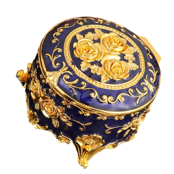 Antique Metal Enameled Trinket Case Decorative Storage Box For ...