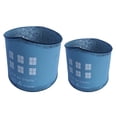 Antique Metal Flower Pots Set Of 2 Rusted Iron Containers For Outdoor ...