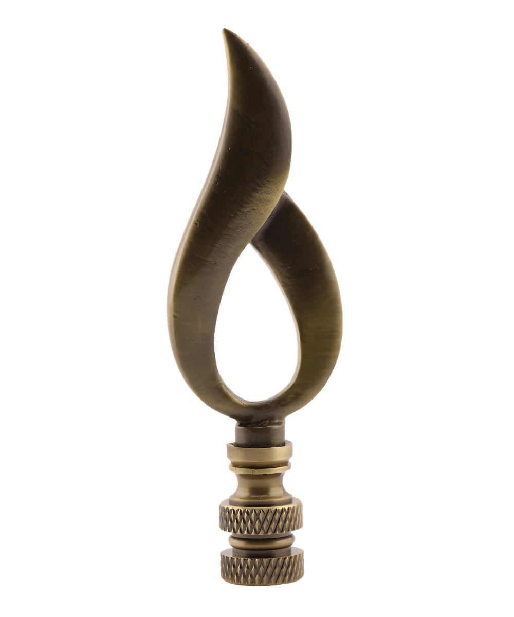 Antique Metal Modern Flame Wish Lamp Finial with Antiqued Brass Base 3. ...
