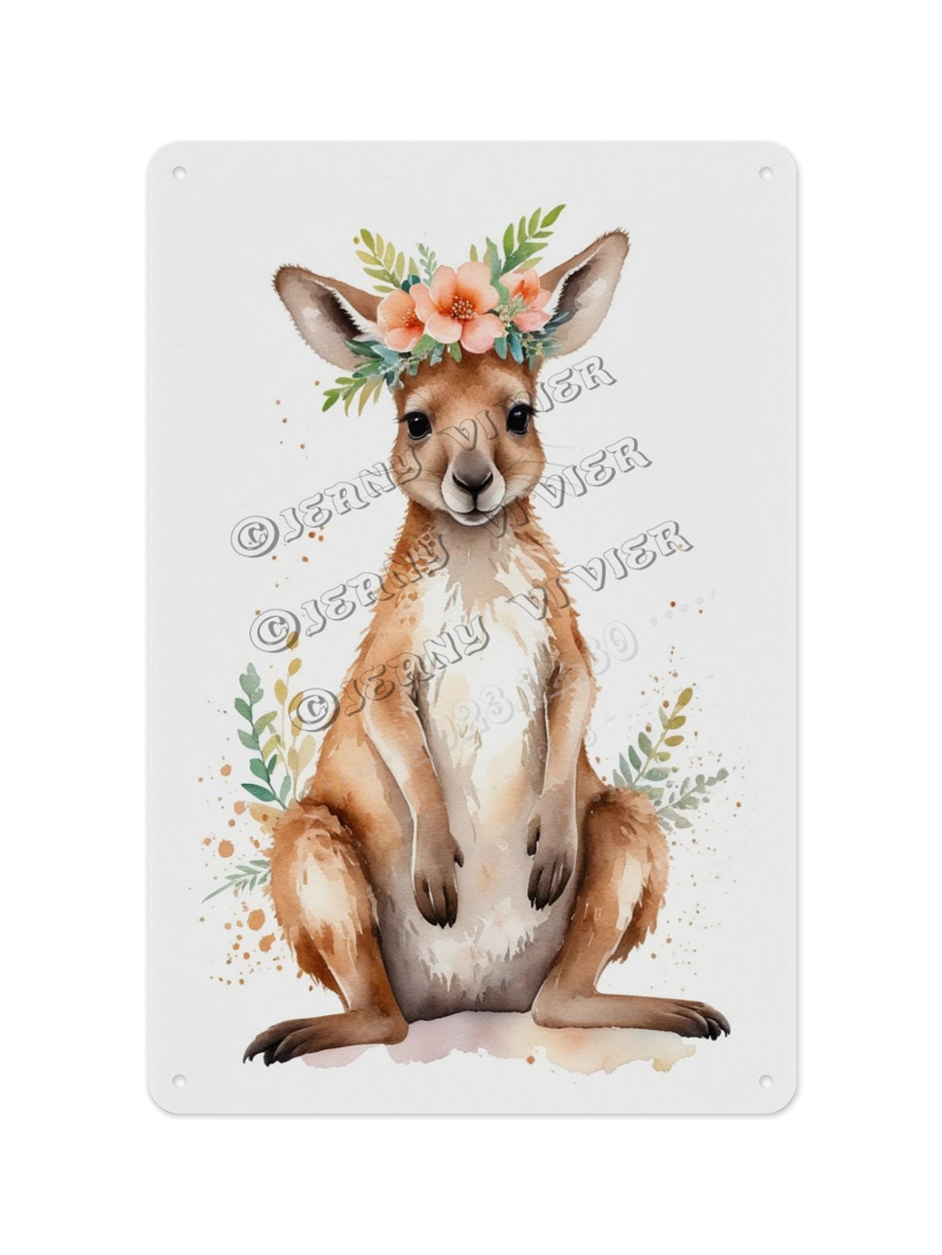 Antique Metal Sign, Aluminum, 8 x 12 Inches, Cute Kangaroo Design, Adds ...