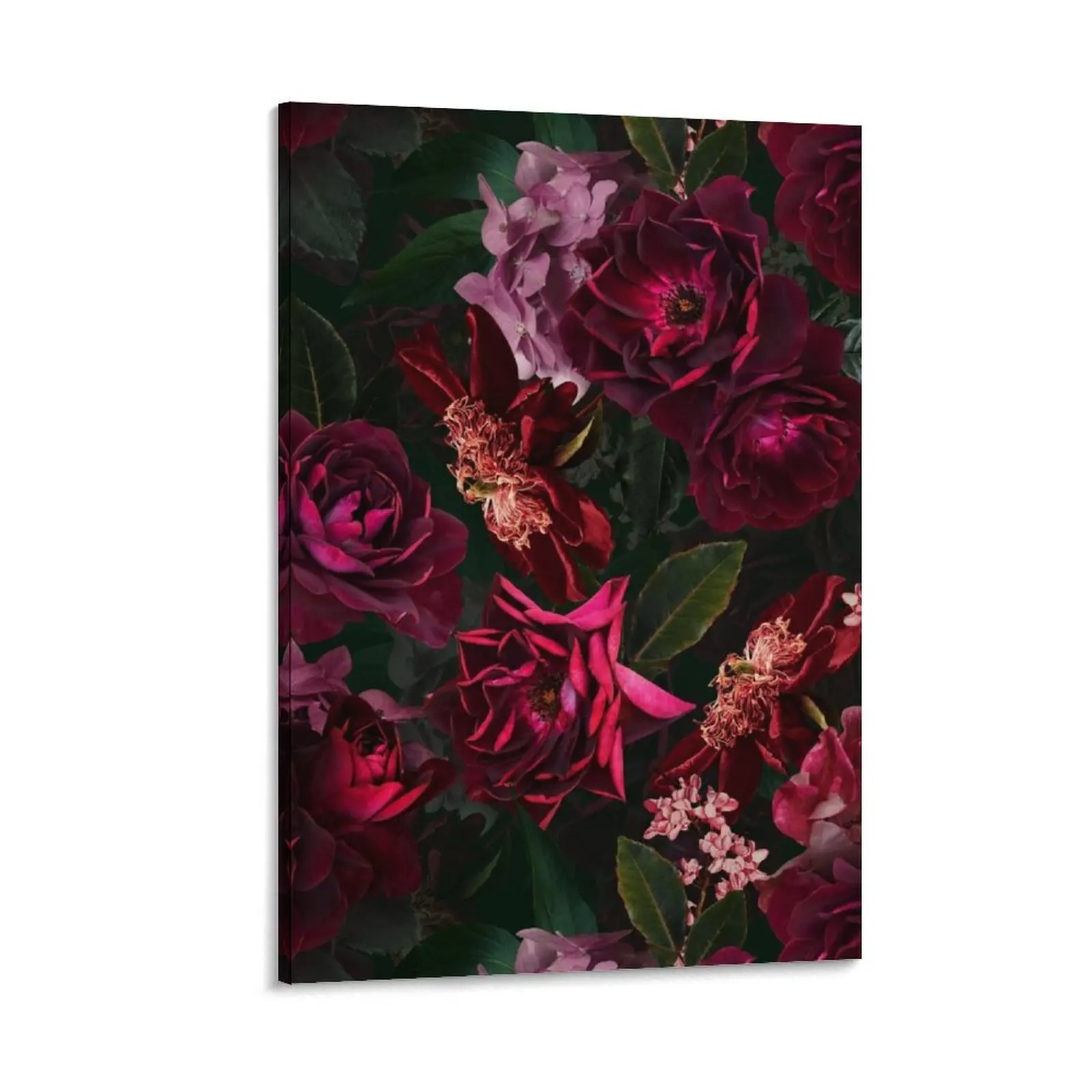 Antique Midnight Botanical Flower Rose Garden Canvas Painting art mural ...