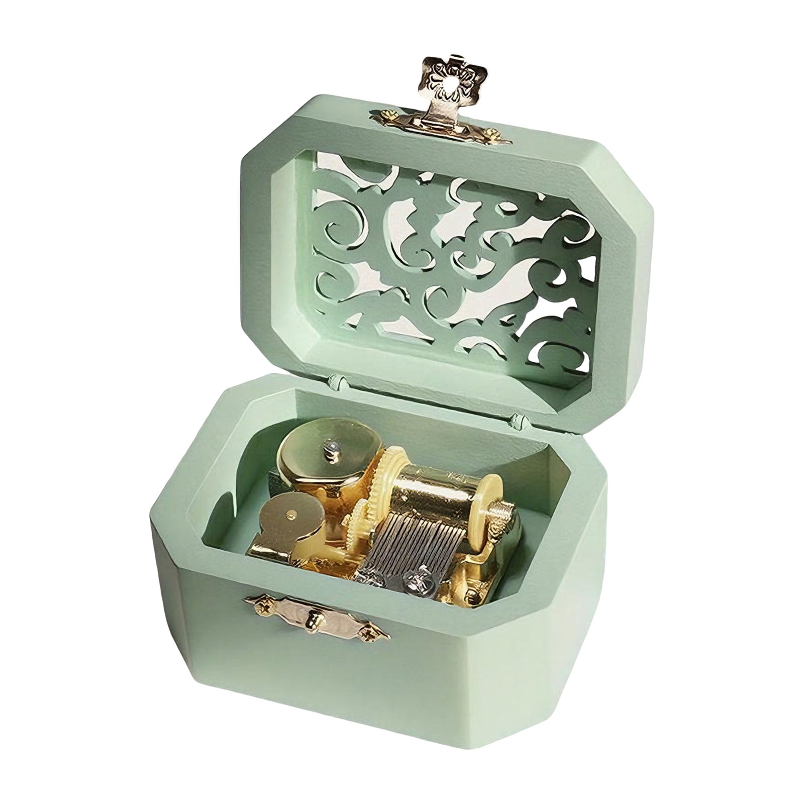 Antique Miniature Wind Up Music Box Key Operated Mechanism Plays ...