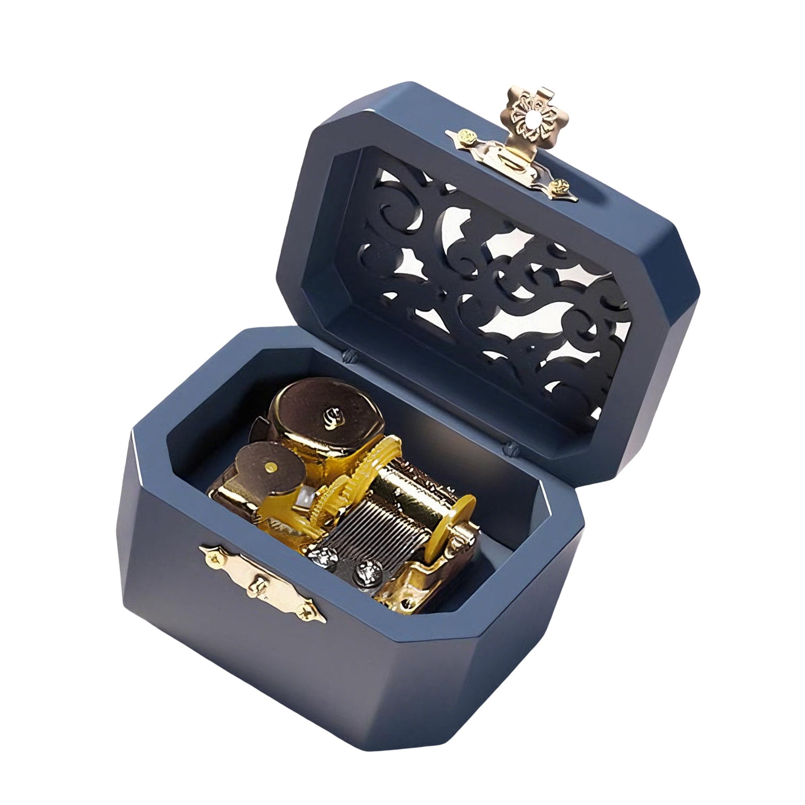 Antique Miniature Wind Up Music Box Key Operated Mechanism Plays ...