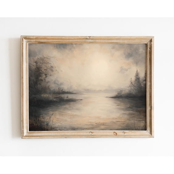 Antique Moody Oil Paint Field Vintage Art Tree Sketch Brown Dark Wall ...