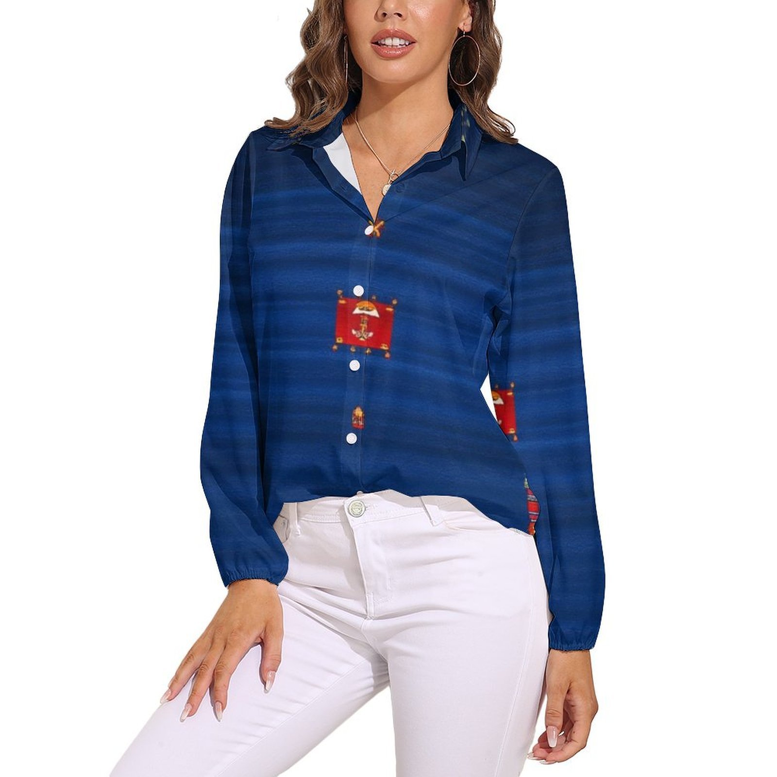 Antique Moroccan Berber Style Rug-1 Long Sleeve Blouse Woman Streetwear ...