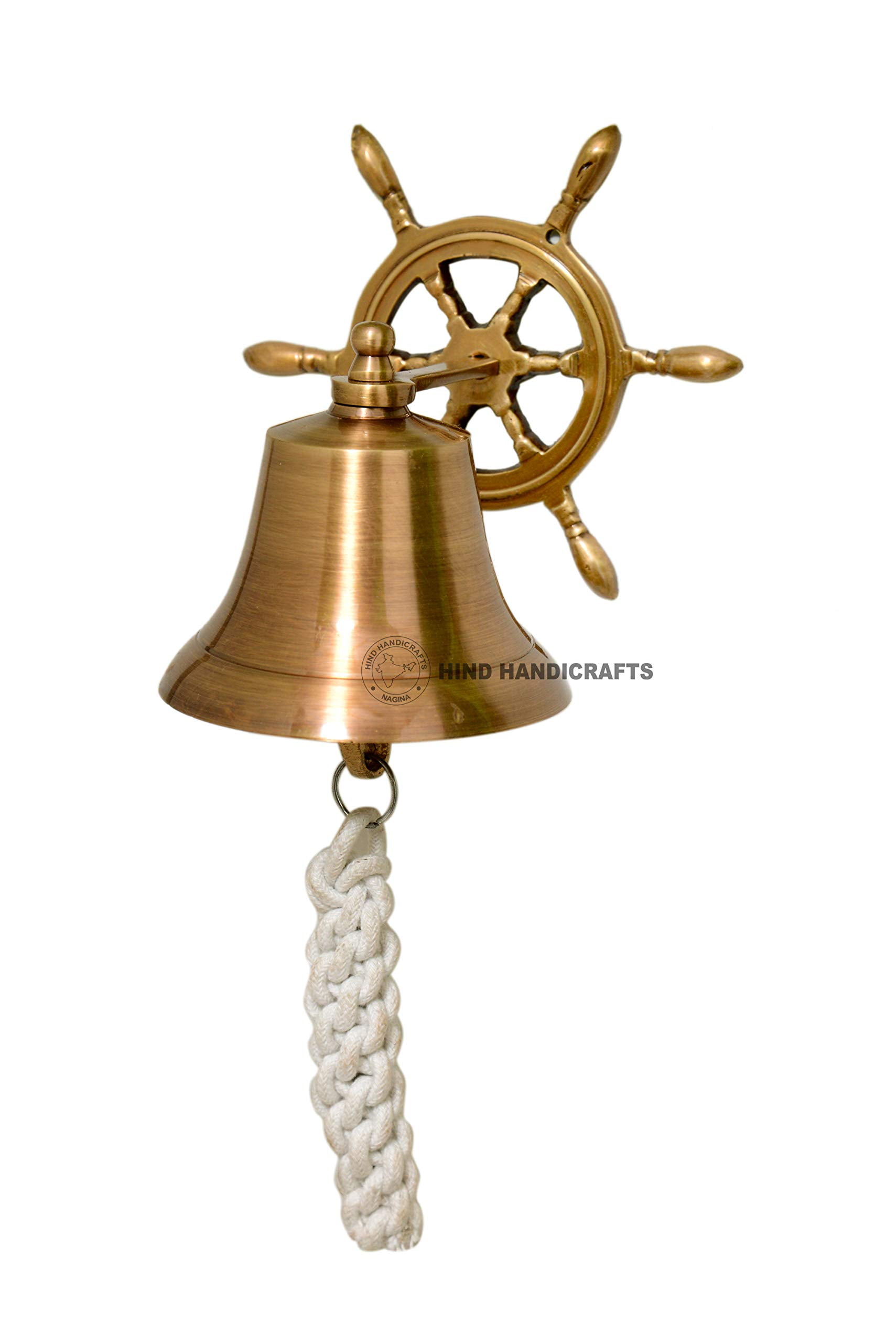 Antique Nautical Wheel Brass Bell Base/Desk Service Bell for Kitchen ...