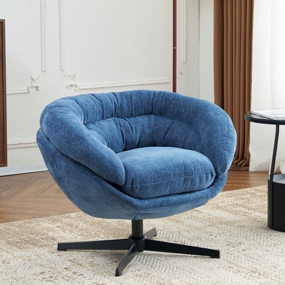 Antique Navy Blue Chenille Swivel Accent Chair - Modern Office Chair ...