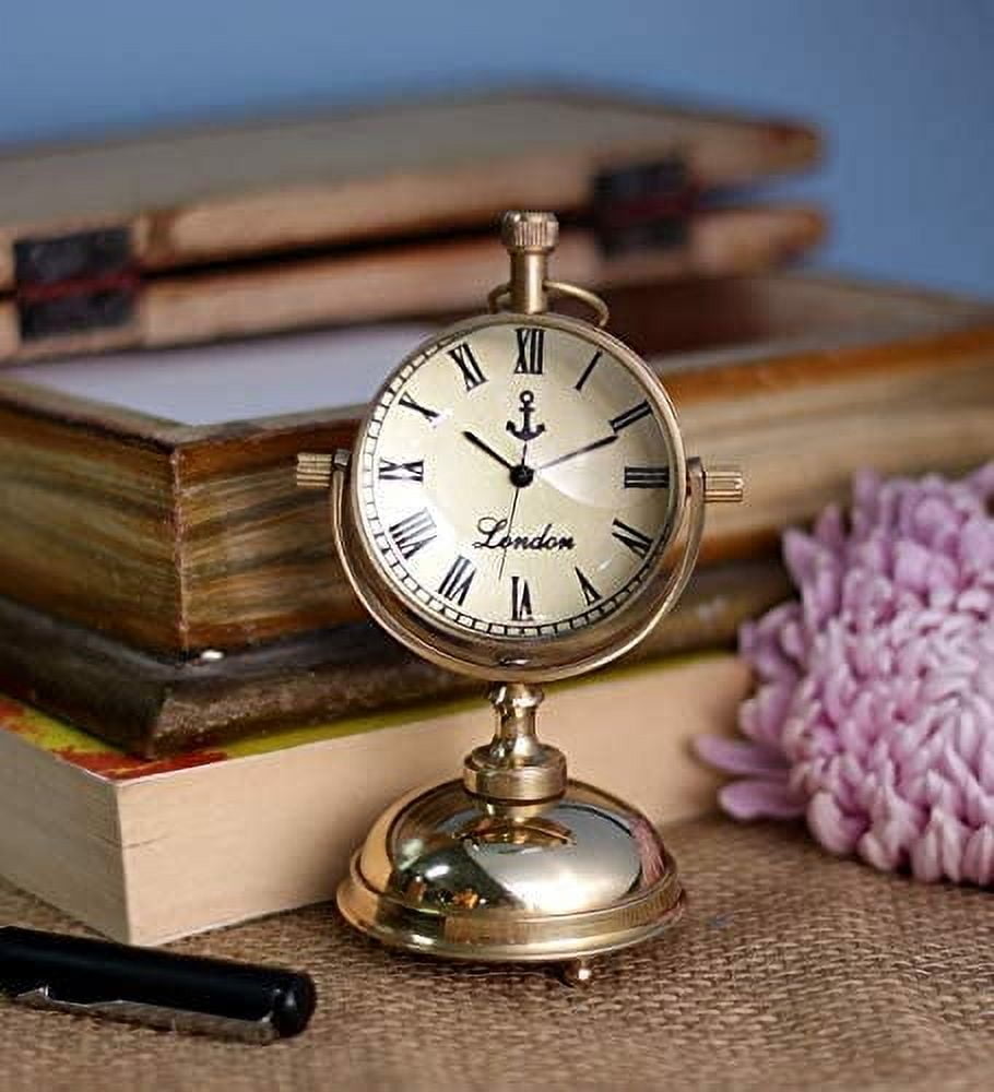 Antique New Simple Look Brass Antique Finish, Moon Stand Table Clock ...