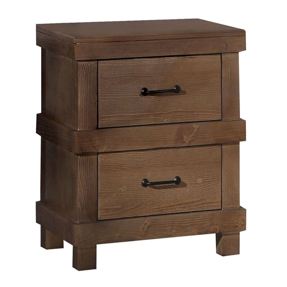 Antique Oak Nightstand with 2 Drawers - Farmhouse Bedside Table ...