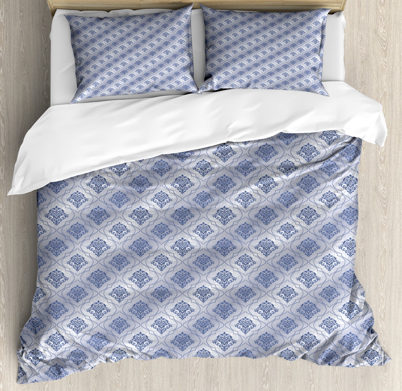 Antique Oriental Duvet Cover Set, Modern Interpreted Floral Damask ...