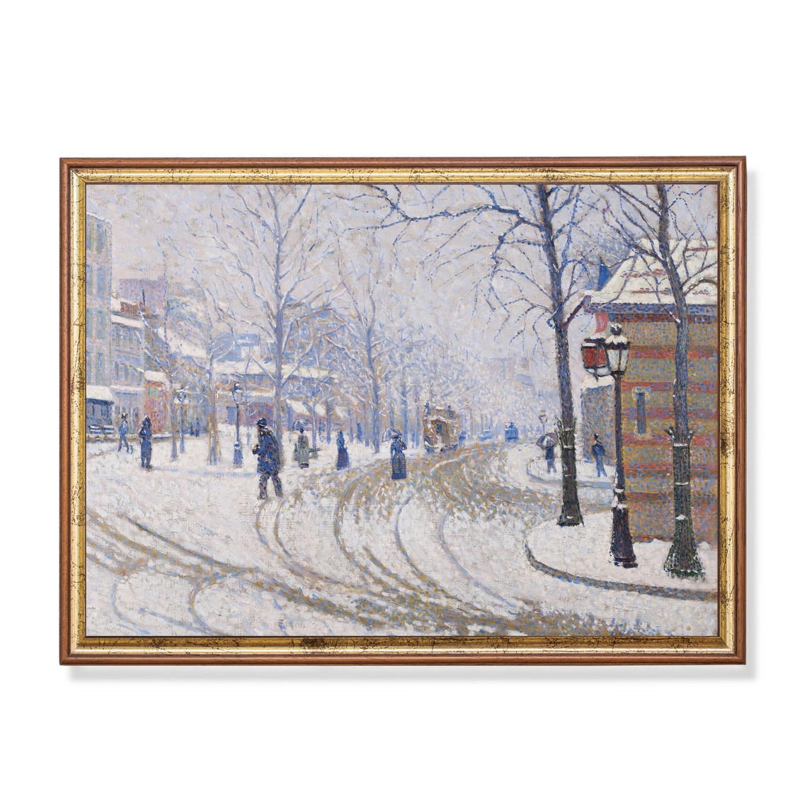 Antique Paris Winter Street Scene Poster Snowy French Landscape ...
