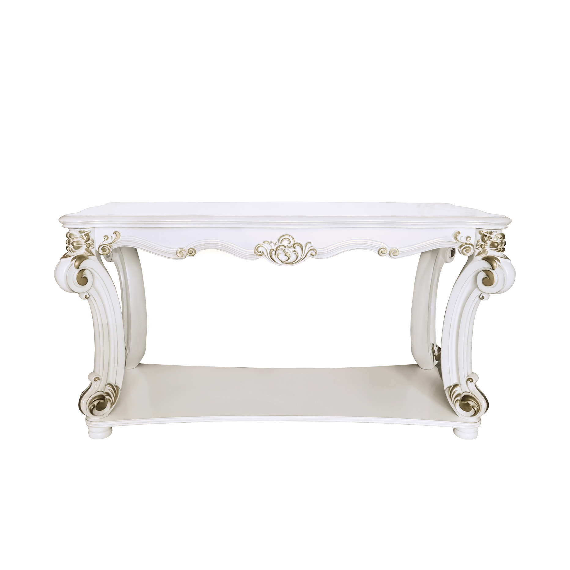 Antique Pearl Finish Table For , White Synthetic Wood, Scrolled Legs ...