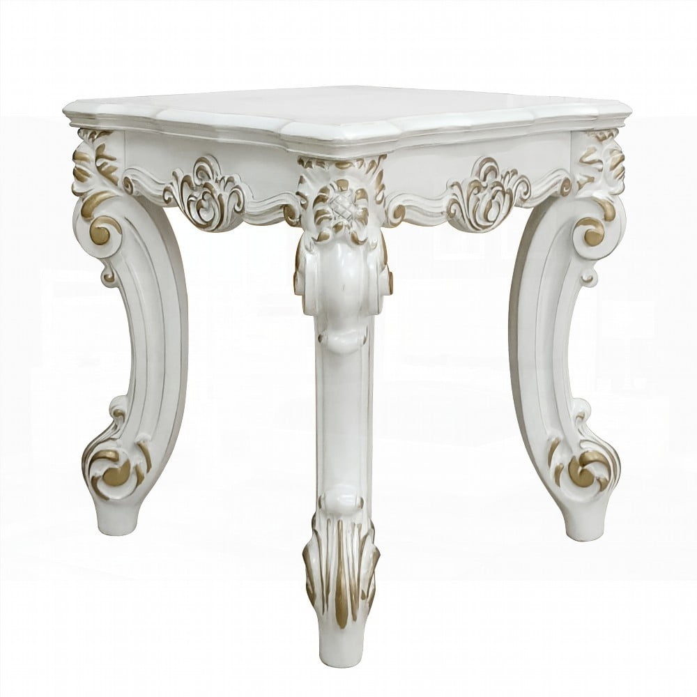 Antique Pearl Square End Table - Scrolled Legs for Stability & Charm ...