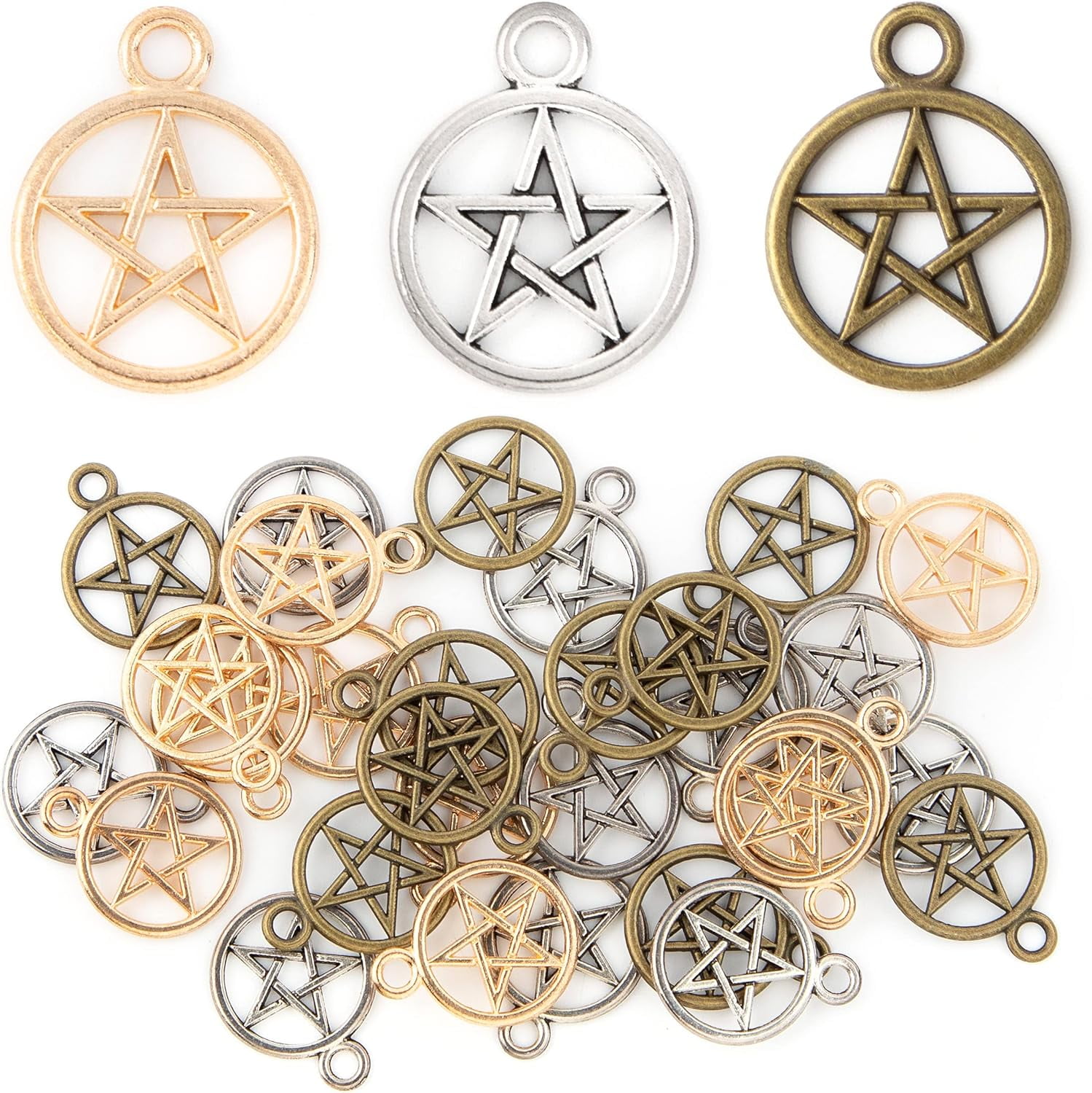 Antique Pentacle Star Protection Pendant Lucky Pentagram Charms for ...