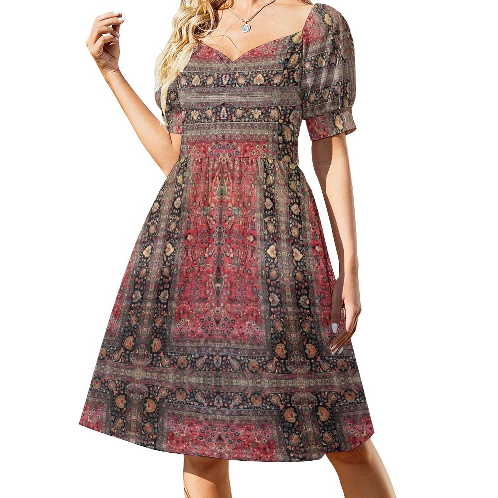 Antique Persian Red Rug Sleeveless Dress Women's summer long dress ...