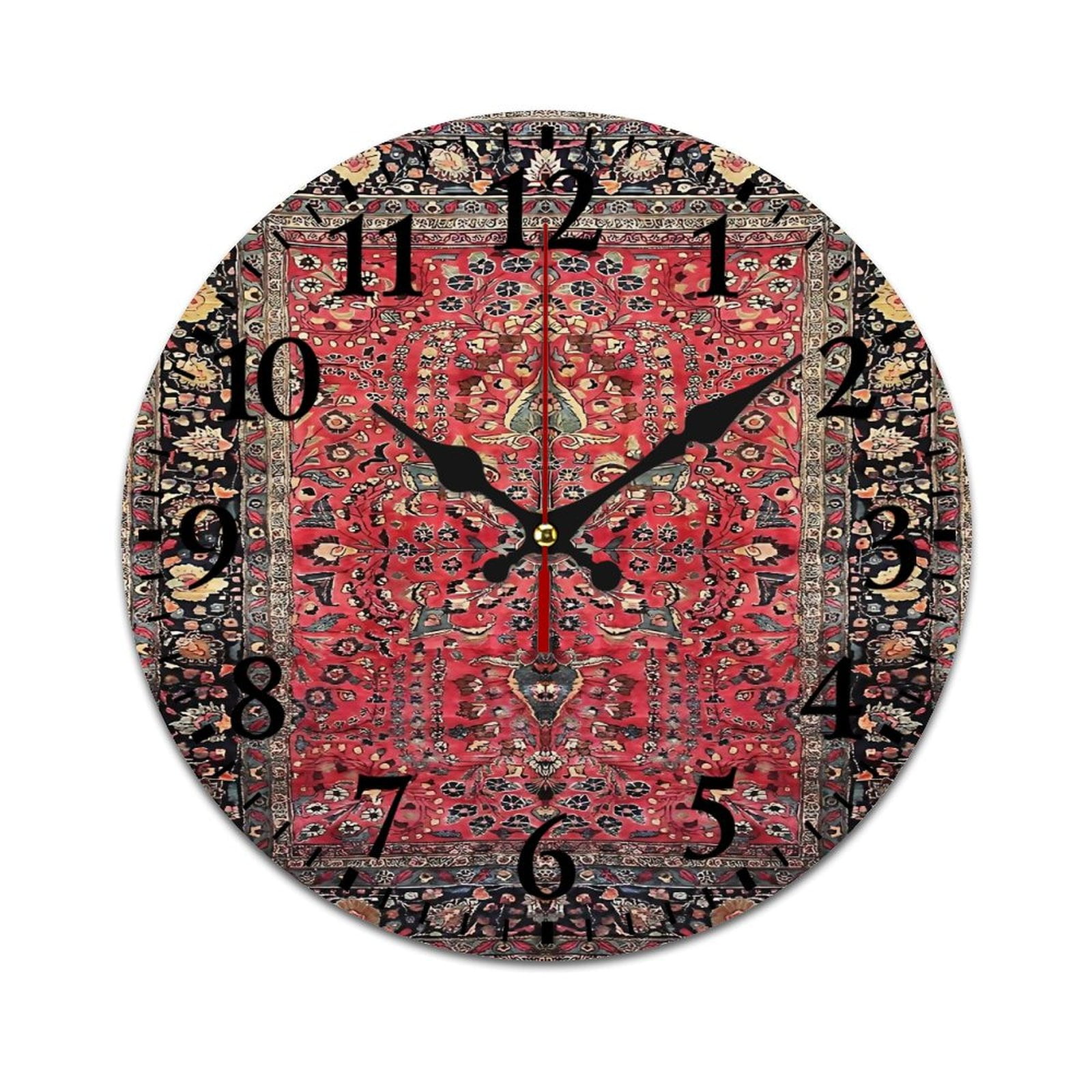 Antique Persian Red Rug Wall Clock Modern Design Clocks Wall Hanging ...