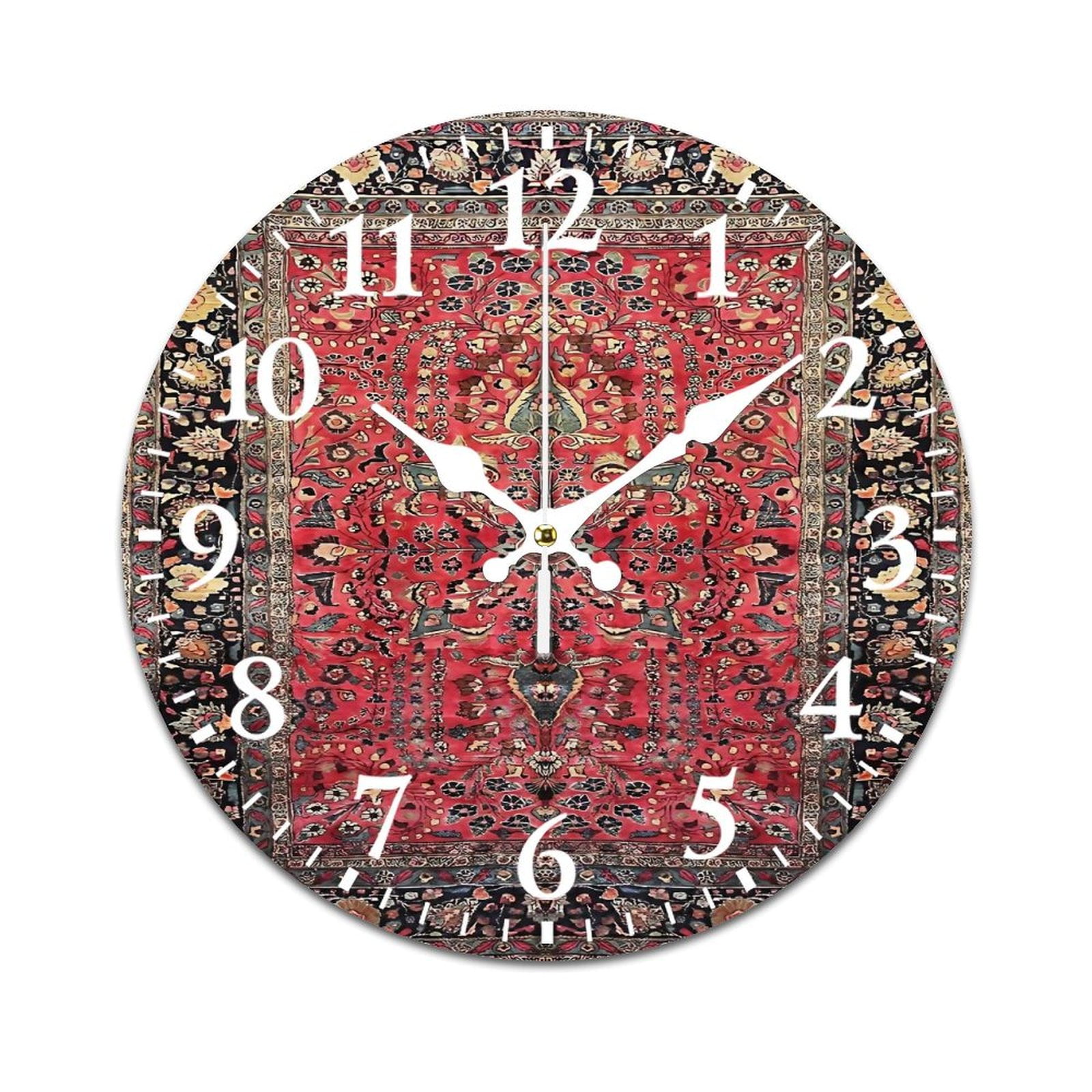 Antique Persian Red Rug Wall Clock Modern Design Clocks Wall Hanging ...